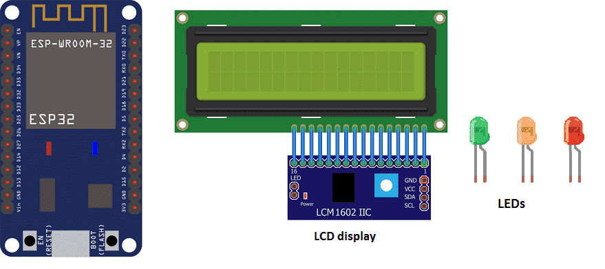Traffic Light With Lcd Display Controlled By Esp32